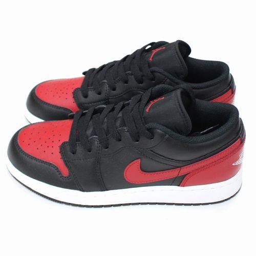 NIKE ナイキ AIR JORDAN 1 LOW (GS) エアジョーダン ロー ブレッド 553560-067 23.5 ブラック レッド ...