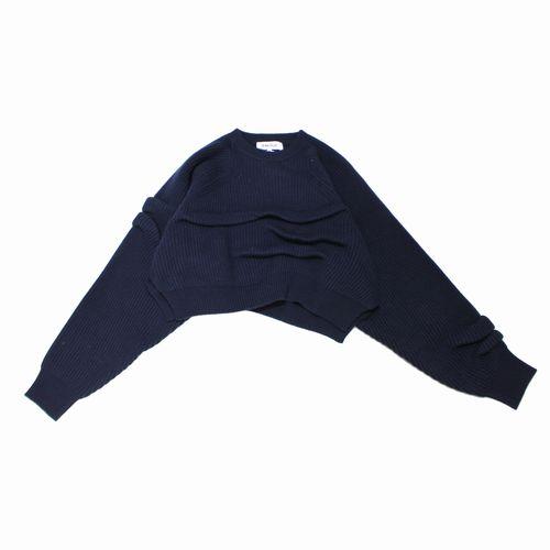 ENFOLD エンフォルド 23AW TUCK SHORT-KNIT PULLOVER ニット 38 ネイビー : unstitch Yahoo!店 - 通販 - Yahoo!ショッピング