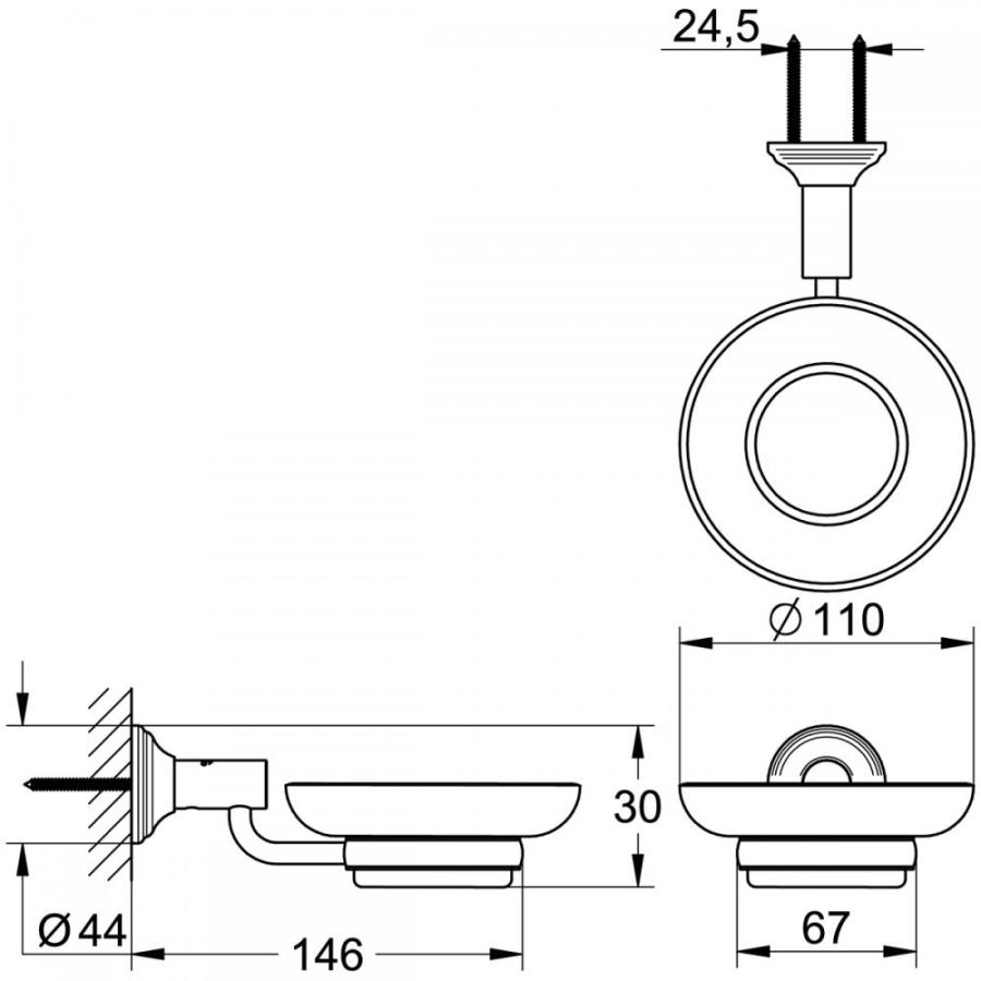 【直送商品】GROHE[グローエ] 【40368001+40652001】 ガラストレイ+トレイホルダー エッセンシャルオーセンティック ...