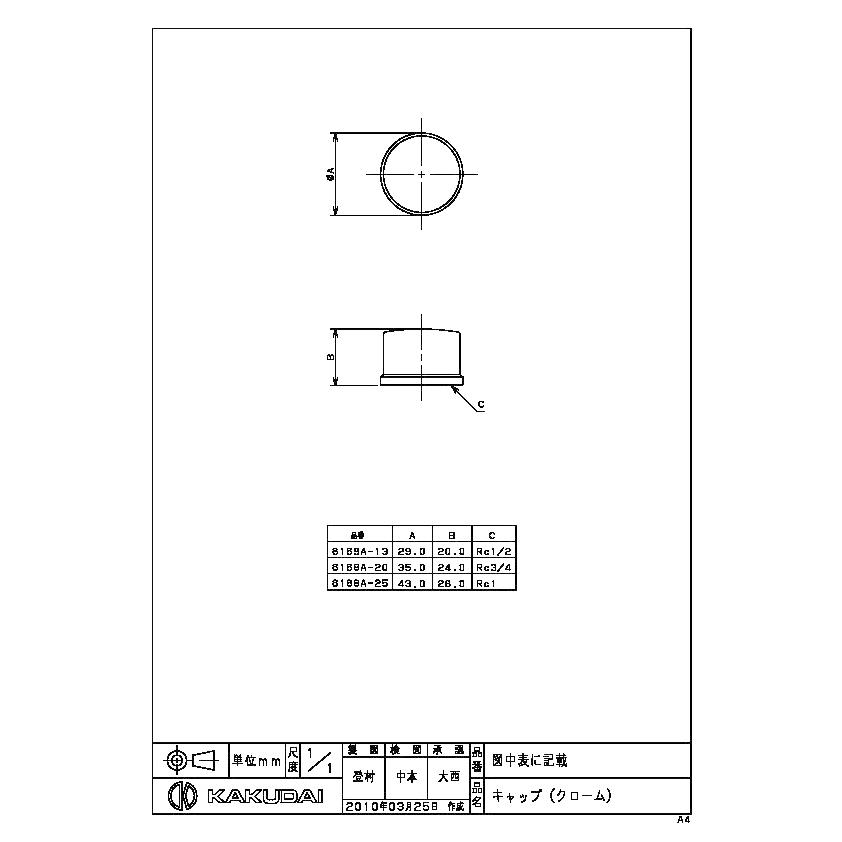 水道材料 カクダイ メッキ付キャップ 13【6169a-13】 : 住宅設備のプロショップDOOON!! - 通販 - Yahoo!ショッピング