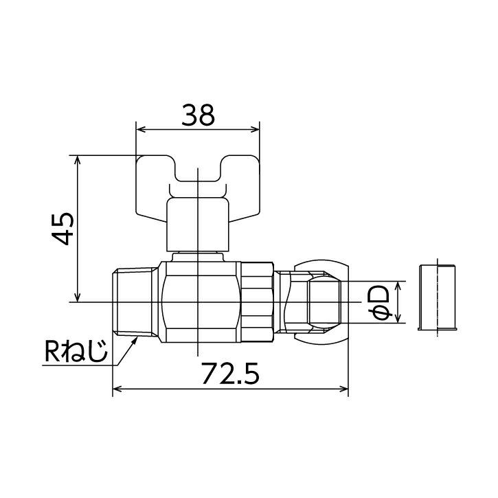 オンダ製作所 ONDA 【AJ2-1309】 AJ型BV1/2×9.52 : 住宅設備のプロショップDOOON!! - 通販 - Yahoo!ショッピング