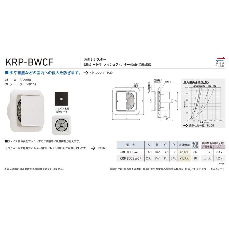 ユニックス 【KRP150BWCF】 KRP-BWCF 室内用製品 樹脂製 レジスター 角型レジスター 断熱シート付 メッシュフィルター(防虫 ...
