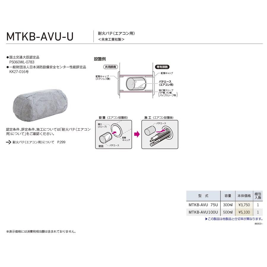 ユニックス 【MTKB-AVU100U】 MTKB-AVU-U 屋外用製品 耐火パテ（エアコン用） （未来工業社製） 換気口 手配後キャンセル不可商品 : 住宅設備のプロショップDOOON ...