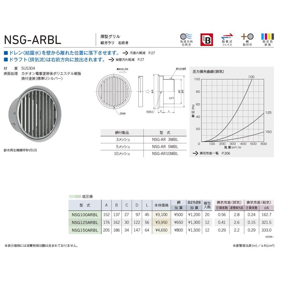 ユニックス 【NSG125ARBL】 NSG-ARBL BL製品 ステンレス製 グリル 厚型グリル 縦ガラリ 右吹き換気口 手配後キャンセル ...