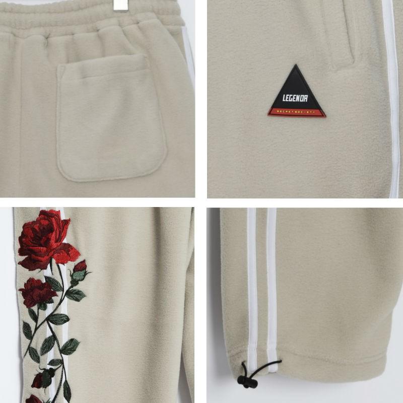 LEGENDA レジェンダ Rose Embroidery Side line Fleese Pants LEGENDA レジェンダ Rose Embroidery Side line Fleese Pants