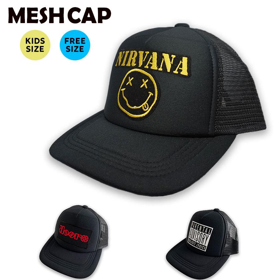 NIRVANA The Doors イギリス 警告ステッカー メッシュ キャップ 帽子 cap キッズ ジュニア 男の子 女の子 子供 小学生 ...