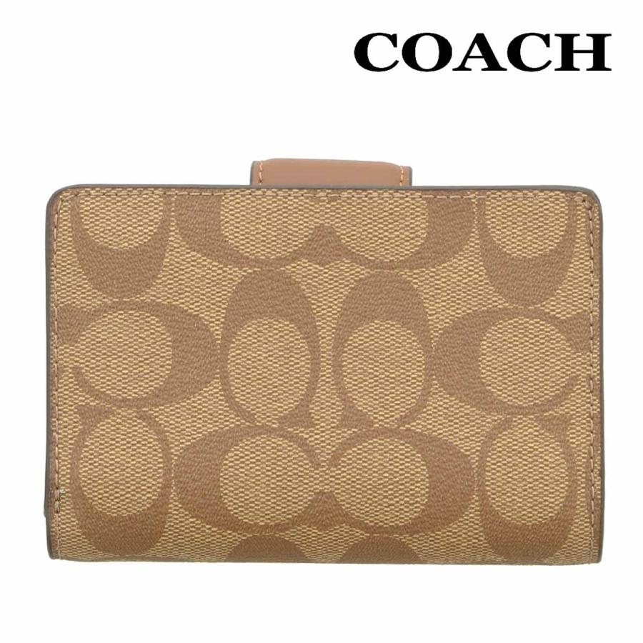 COACH 訳あり/コーチ 財布 二つ折り C0082 カーキ×サドル2 シグネチャー PVC レザー ミディアム コーナー ジップ ウォレット IME74 アウトレット : アーバンコロン ...