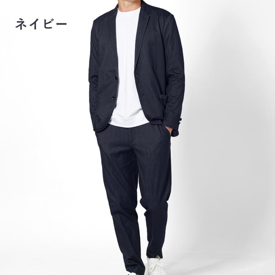 セットアップ メンズ 2点セット デニムライク ストレッチ 伸縮 テーラードジャケット スラックス 上下セット オフィス 春 秋 アーバンスクエア 64340 64341 ...