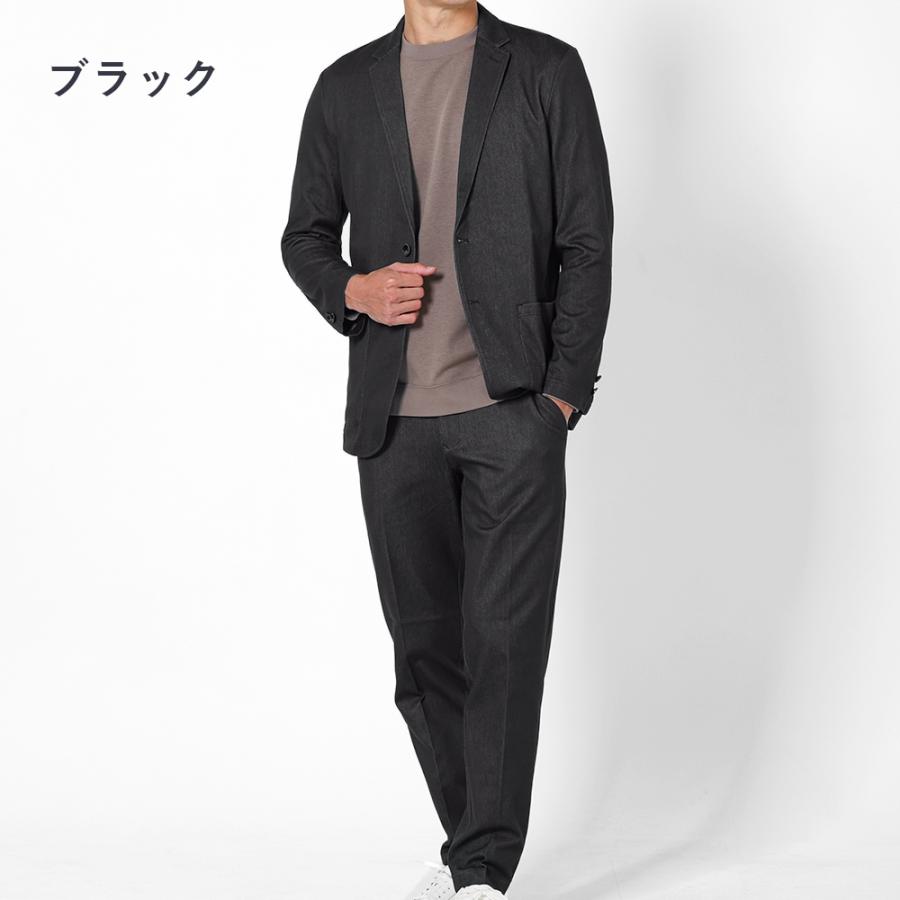 セットアップ メンズ 2点セット デニムライク ストレッチ 伸縮 テーラードジャケット スラックス 上下セット オフィス 春 秋 アーバンスクエア 64340 64341 ...
