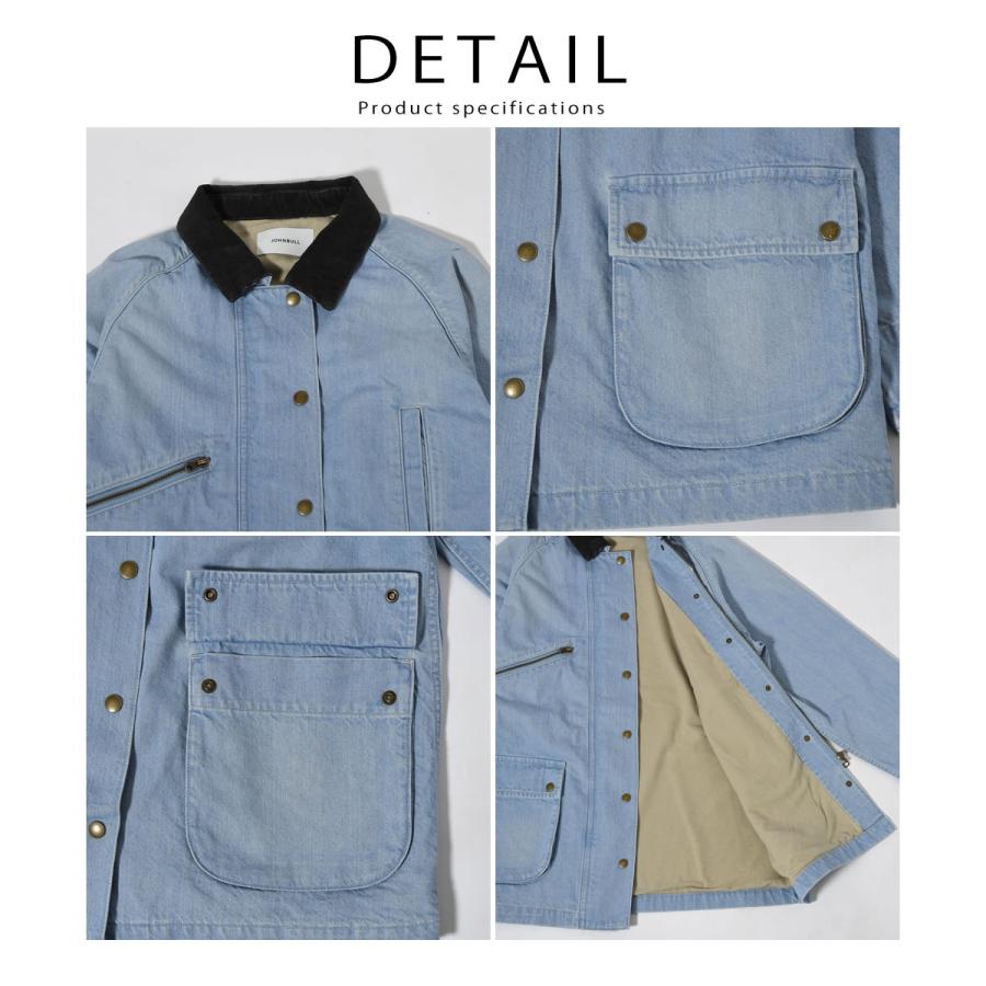Johnbull デニムカバーオール ジョンブル 11オンス Gジャン ジージャン レディース デニムジャケット アウター ライトアウター コート 裏起毛 メンズライク : ジーンズ ...