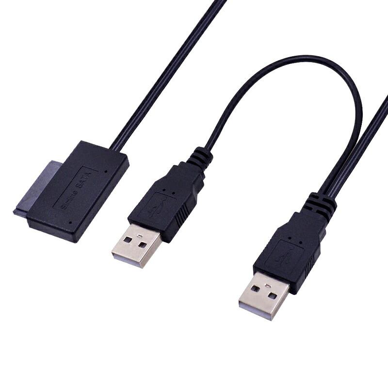 【約35cm】slimline sata USB変換ケーブル SATA2対応 バスパワー非対応 USB Type-A 2ポート占有タイプ ...
