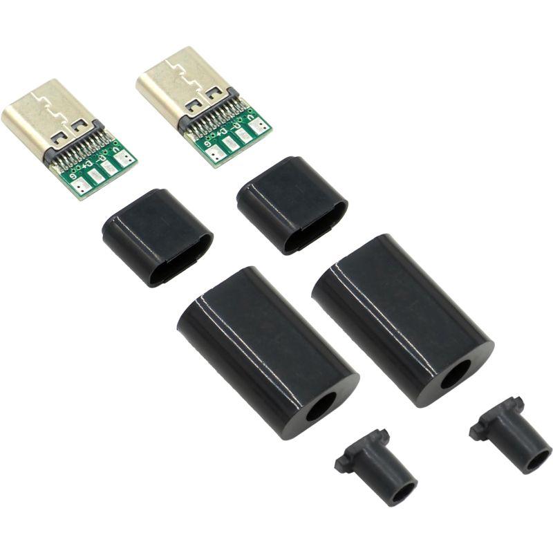2点 USB-C 自作コネクタ Cタイプ プラグ USB type-C DIY USB2.0 自作部品 ブラック / ホワイト : うり坊 ...