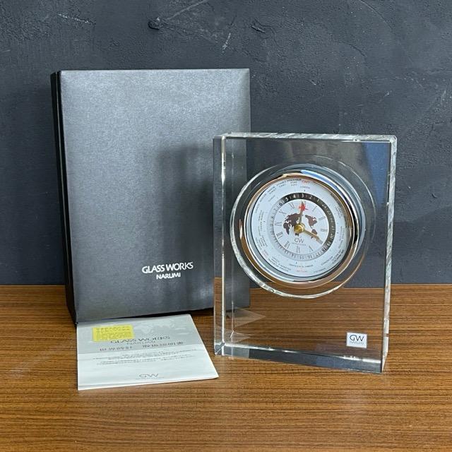 クリスタルクロック 【未使用保管品】 GLASS WORKS NARUMI モノリス 世界時計 GW1000-11064 ガラスワークス ...