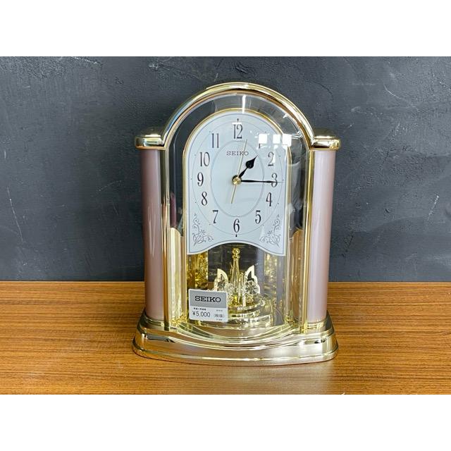 置き時計 【未使用 保管品】 SEIKO セイコー クロック BY418G プラスチック枠 金色光沢 回転飾り アナログ / 511335 在 ...