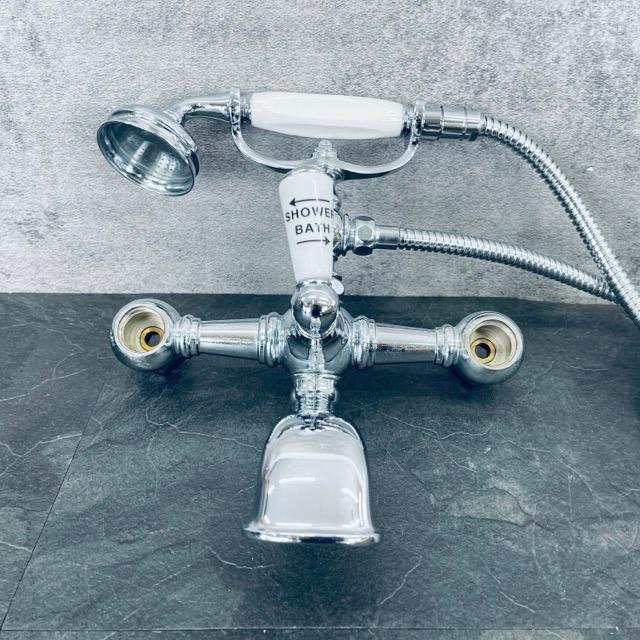 テレフォン型シャワバス水栓【中古】動作保証 電話機型シャワー混合水栓 お洒落なお風呂 ハッピーシャワー 住宅設備 ジャンク/513444 ...