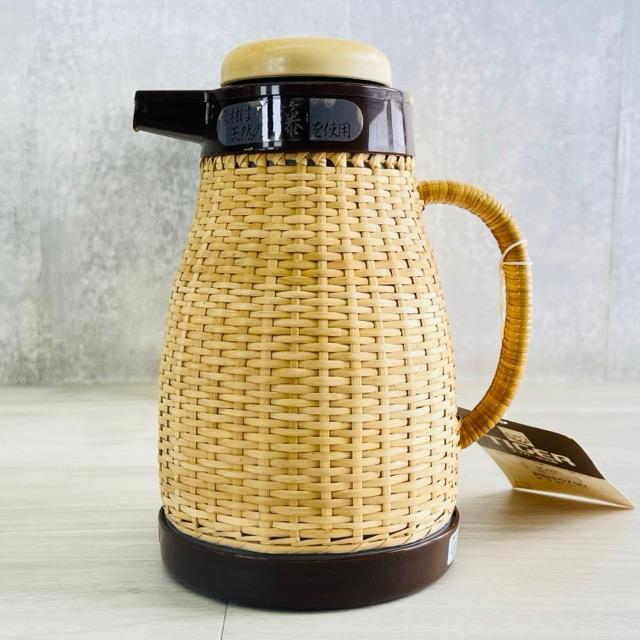 昭和レトロ タイガー魔法瓶 籐ポット【未使用保管品】TIGER PSH-0750 0.75L 自然な味わいを編みこんだ籐ポット ブラウン ...