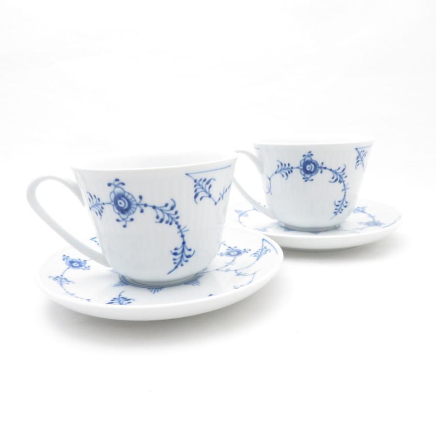 美品 ROYAL COPENHAGEN ロイヤルコペンハーゲン ブルーフルーテッドプレイン カップ＆ソーサー 2客 ペア 065/066 ティー コーヒー SM2954J : sm2954 ...