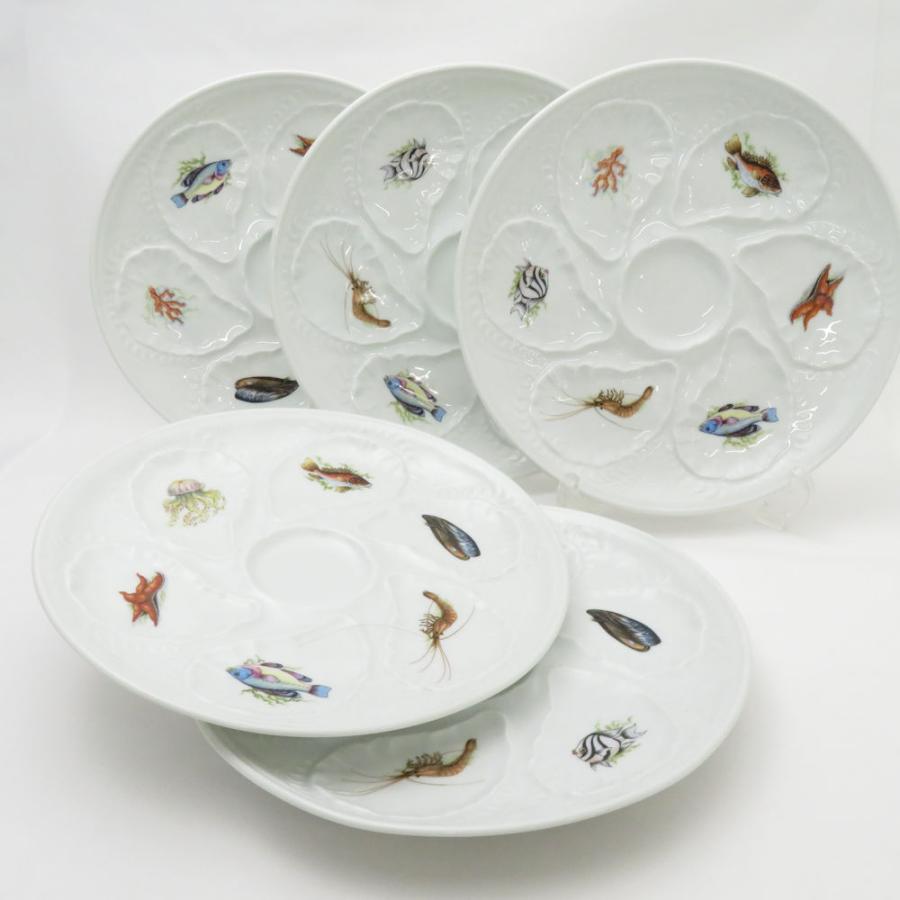 リモージュ 美品 Limoges G.Labesse 中皿 5枚 オイスター リモージュ 美品 Limoges G.Labesse 中皿 5枚 オイスター
