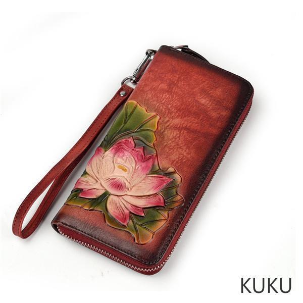 財布 レディース メンズ 大容量 花柄 本革 牛革 コンパクト ラウンドファスナー 和柄 深彫り レザー さいふ 女性 婦人 プレゼント レザー : 41107-sdp3-219 : 漆原 ...