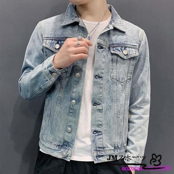 ブランド登録なし デニムジャケット メンズ Gジャン トップス 薄手 デニムシャツ スリム 長袖 ジージャン ショート丈 春物 秋 ...