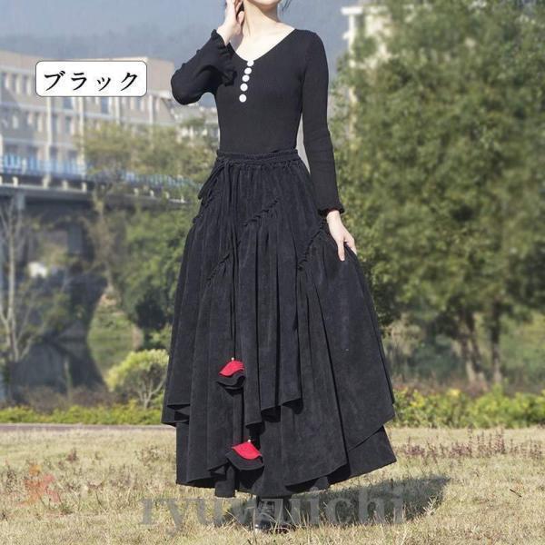 スカート ロングスカート レディース マキシスカート コーデュロイ 秋冬 ドッキング Aライン フレア フレアスカート 大きい ウエストゴム ふんわり : dd-ryu-71031 : 漆原 ...