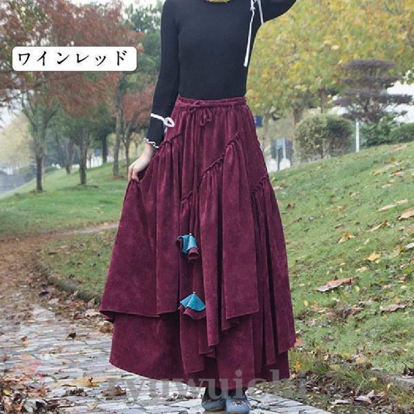 スカート ロングスカート レディース マキシスカート コーデュロイ 秋冬 ドッキング Aライン フレア フレアスカート 大きい ウエストゴム ふんわり : dd-ryu-71031 : 漆原 ...