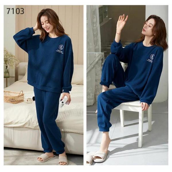 ルームウェア パジャマ レディース 上下セット セットアップ ワッフル生地 スウェット カットソー トップス ガウチョパンツ ワイドパンツ ゆったり 可愛い かわ : hhh-718 ...