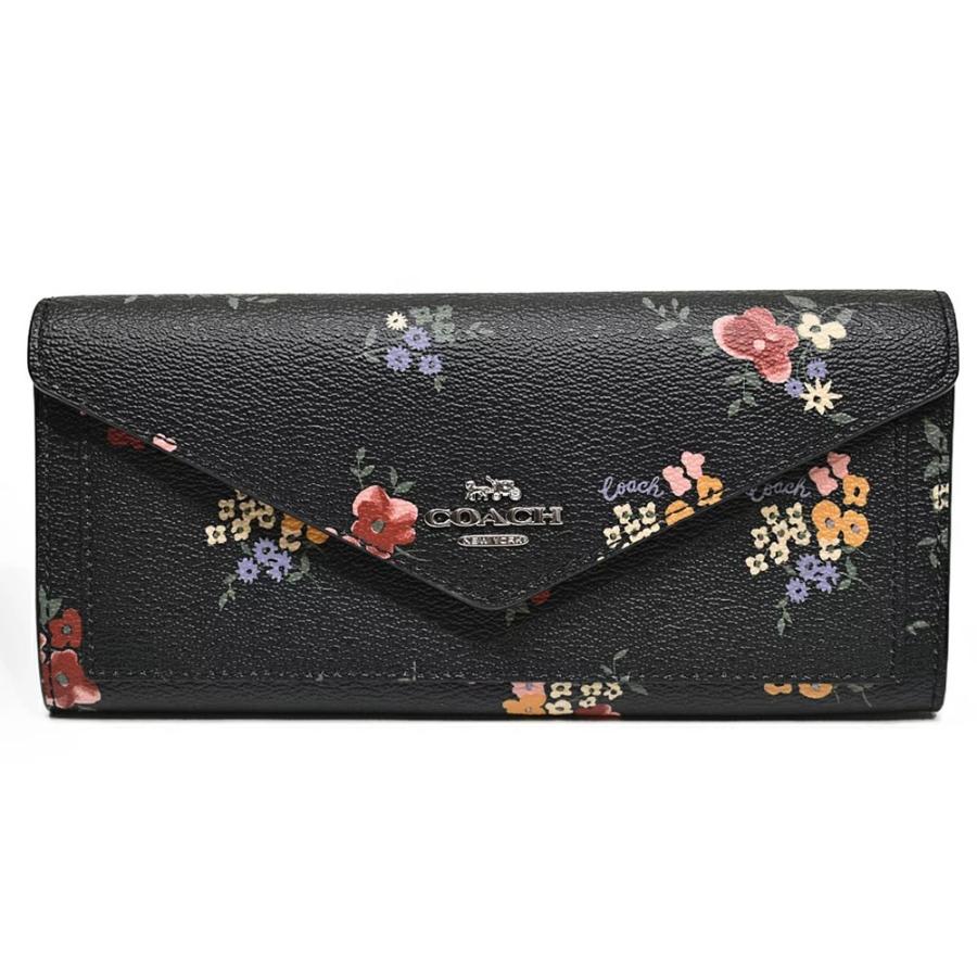 コーチ COACH 財布 レディース 長財布 花柄 ブラック 黒 コーチ COACH 財布 レディース 長財布 花柄 ブラック 黒