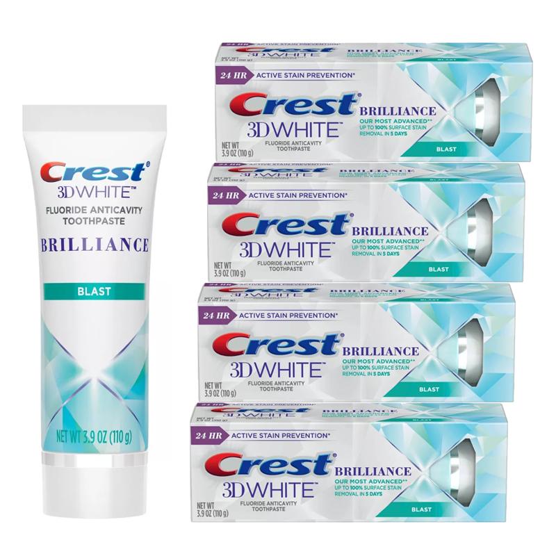 クレスト3Dホワイトブリリアンスブラスト歯磨き粉 110g×4個 お買い得セット(Crest 3D White Brilliance Blast Energizing Mint ...