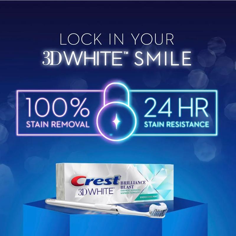 クレスト3Dホワイトブリリアンスブラスト歯磨き粉 110g×4個 お買い得セット(Crest 3D White Brilliance Blast Energizing Mint ...
