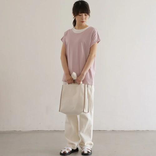 （おまかせ便で送料無料）大人ドルマン重ね着風Tシャツ T2 ティーツー 綿100% ナチュラル レディース M L : ウサキッズプラスYahoo店 - 通販 - Yahoo!ショッピング