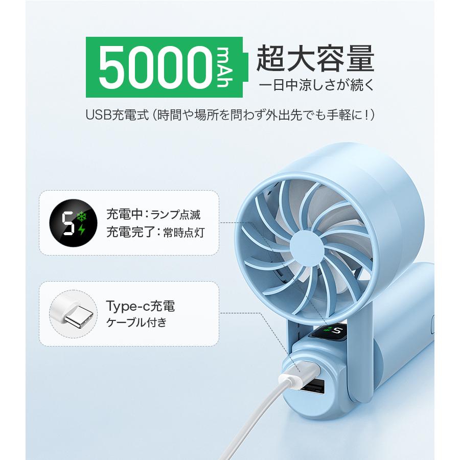YUGOR 「クーポンで2,514円」最新 ハンディファン 携帯扇風機 冷風機 冷却プレート付 -16℃瞬間冷却 ハンディクーラー 手持ち 扇風機 Max14時間連続 5段風量 充電式 ...