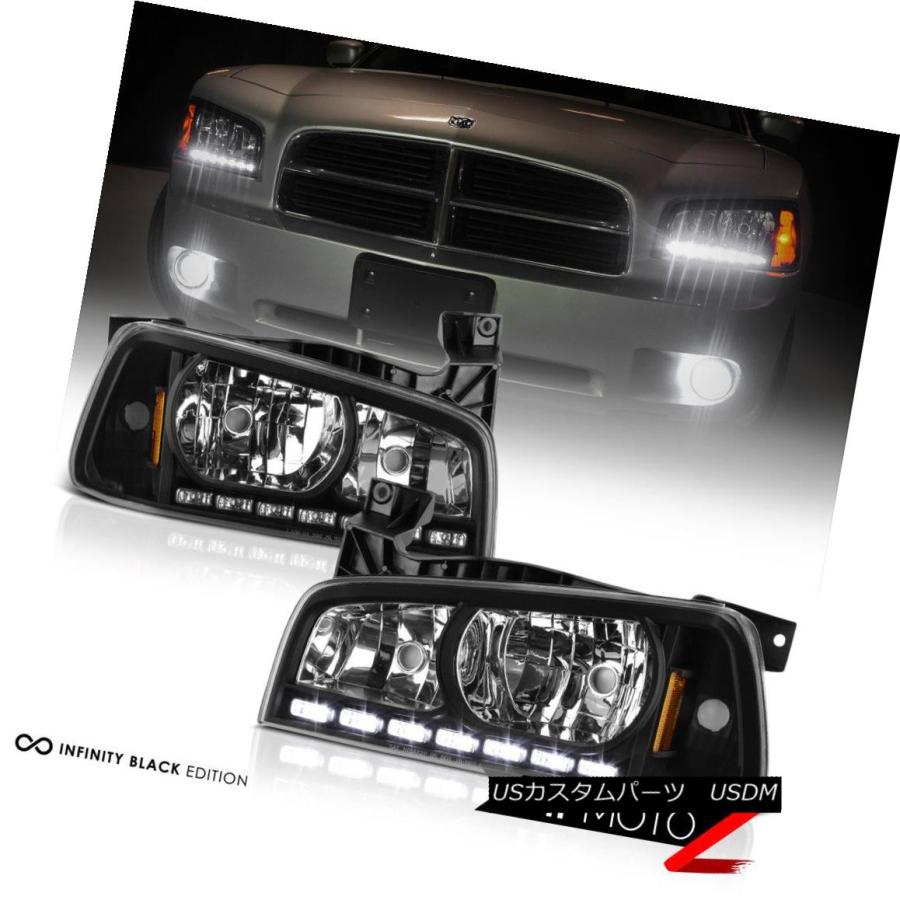 ヘッドライト 09-10 Charger Daytona RT Black Halo LEDヘッドライトTaillamp Chrome ...