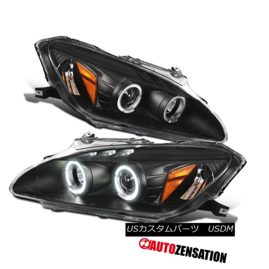ヘッドライト フィット04-09ホンダS2000 AP2ブラックデュアルハローLED DRLプロジェクターヘッドライト Fit 04-09 ...