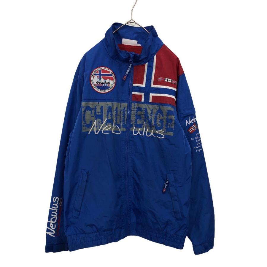 nebulus ナイロンジャケット Mサイズ ウィンドブレーカー ジャンパー スポーツウェア ブルー アメリカ古着 J*N 2206-1008 ...