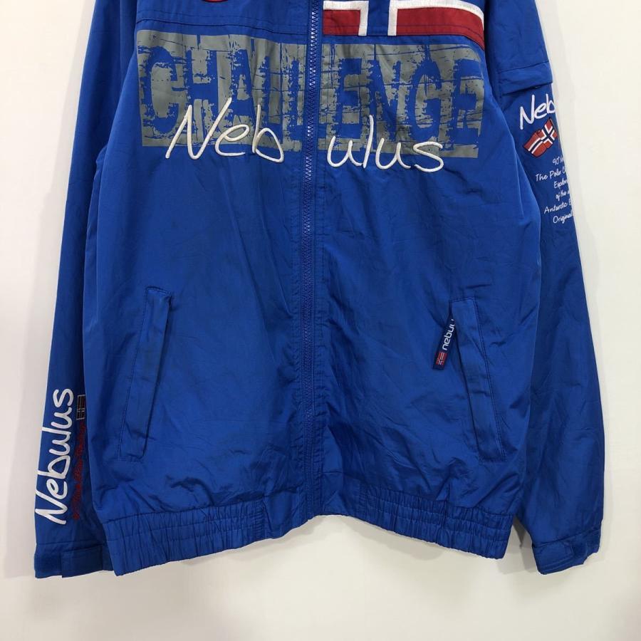nebulus ナイロンジャケット Mサイズ ウィンドブレーカー ジャンパー スポーツウェア ブルー アメリカ古着 J*N 2206-1008 ...