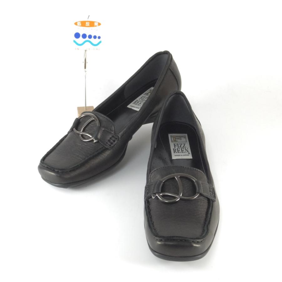 フィズリーン Fizzreen FIZZ REEN 9801 クロ シルバー ローファー フラットシューズ バックル スリッポン 履きやすい靴 レディース 大きいサイズ 小さいサイズ ...
