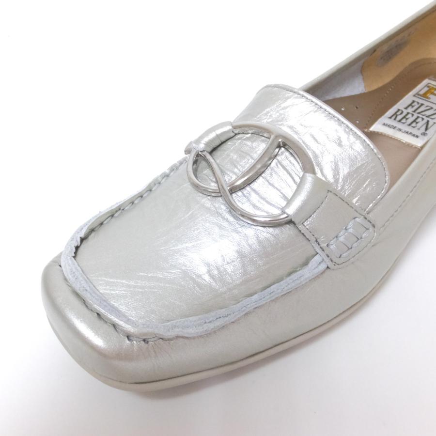フィズリーン Fizzreen FIZZ REEN 9801 クロ シルバー ローファー フラットシューズ バックル スリッポン 履きやすい靴 レディース 大きいサイズ 小さいサイズ ...