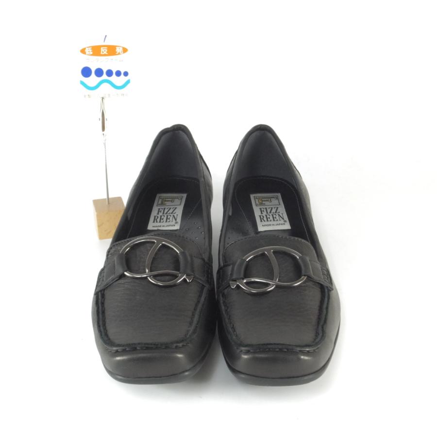 フィズリーン Fizzreen FIZZ REEN 9801 クロ シルバー ローファー フラットシューズ バックル スリッポン 履きやすい靴 レディース 大きいサイズ 小さいサイズ ...