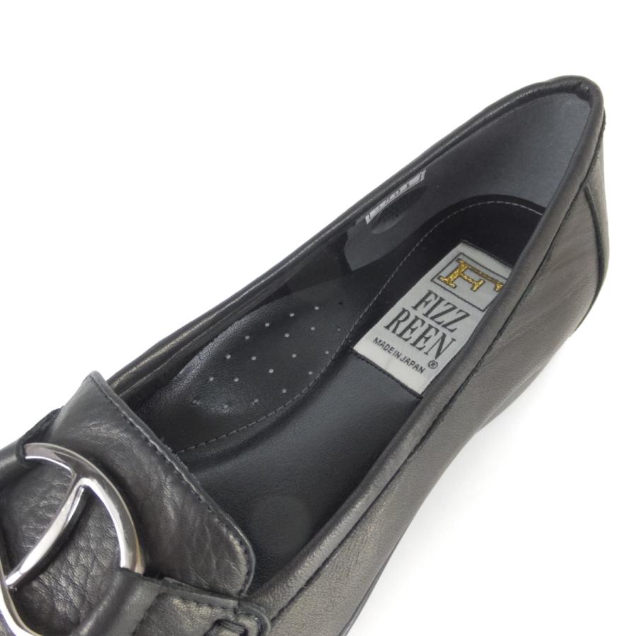 フィズリーン Fizzreen FIZZ REEN 9801 クロ シルバー ローファー フラットシューズ バックル スリッポン 履きやすい靴 レディース 大きいサイズ 小さいサイズ ...