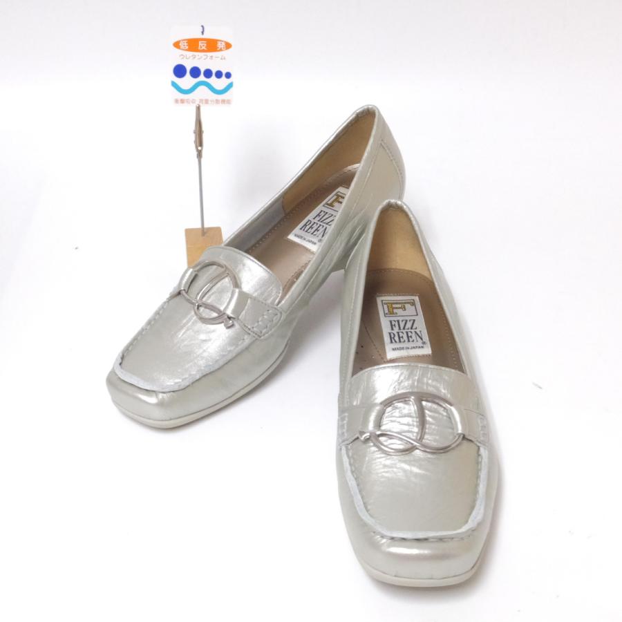 フィズリーン Fizzreen FIZZ REEN 9801 クロ シルバー ローファー フラットシューズ バックル スリッポン 履きやすい靴 レディース 大きいサイズ 小さいサイズ ...