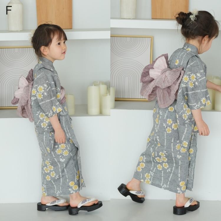 浴衣 子供 女の子 セット（浴衣/帯/下駄）utatane 100 110 120 130cm（適応身長95-135cm） 注染 伝統工芸 日本製 レトロ 灰色 ベージュ 紺 ネイビー 水色 ...