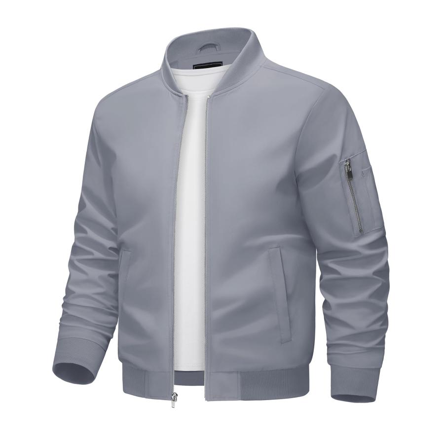 KEFITEVD 春物 メンズ アウター スタジャン 薄い ボンバージャケット 軽量 ブルゾン 撥水 ミリタリー ジャケット 防風 防寒 作 : utilityfactory雑貨ショップ ...