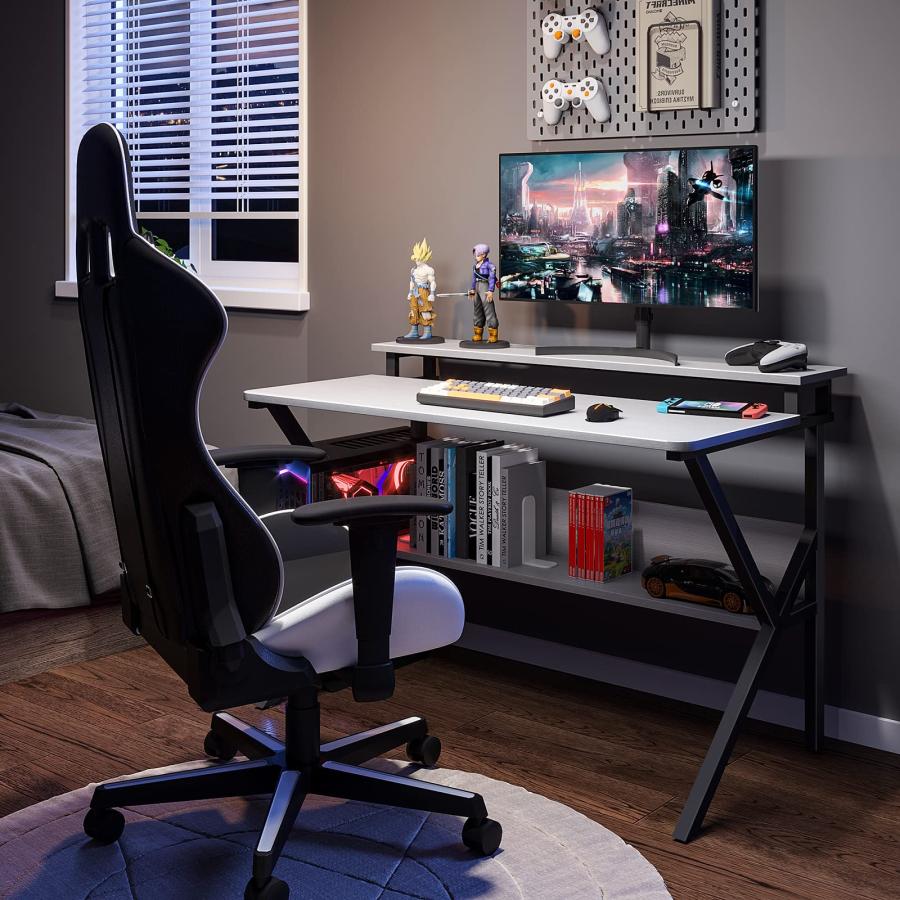 KKL パソコンデスク モニター台付き 幅100cm×奥行60cm 机 pcデスク ゲーミングデスク コンパクト おしゃれ 省スペース テレ : utilityfactory雑貨ショップ ...