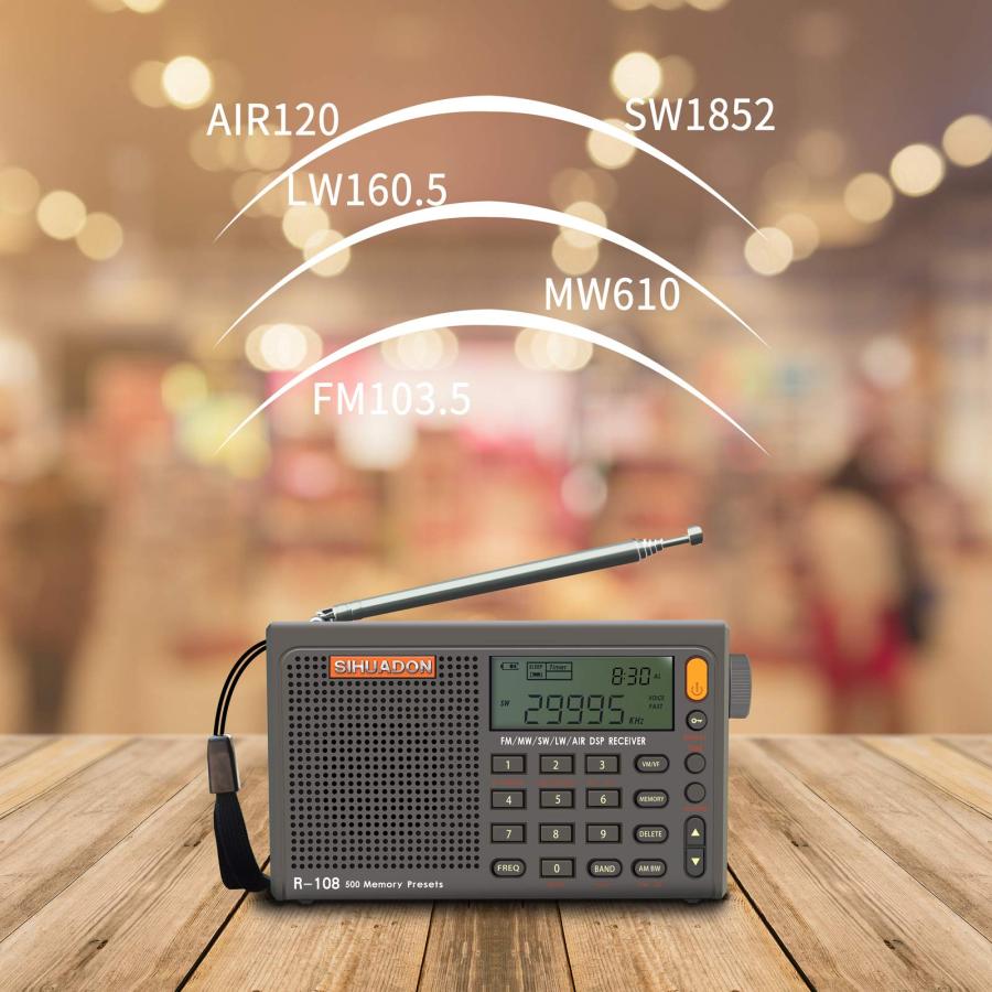 RADIWOWで作る SIHUADON R108 小型短波ラジオ BCLラジオ ポータブル 高感度受信 FM/AM/LW/SW/エアバンド ...