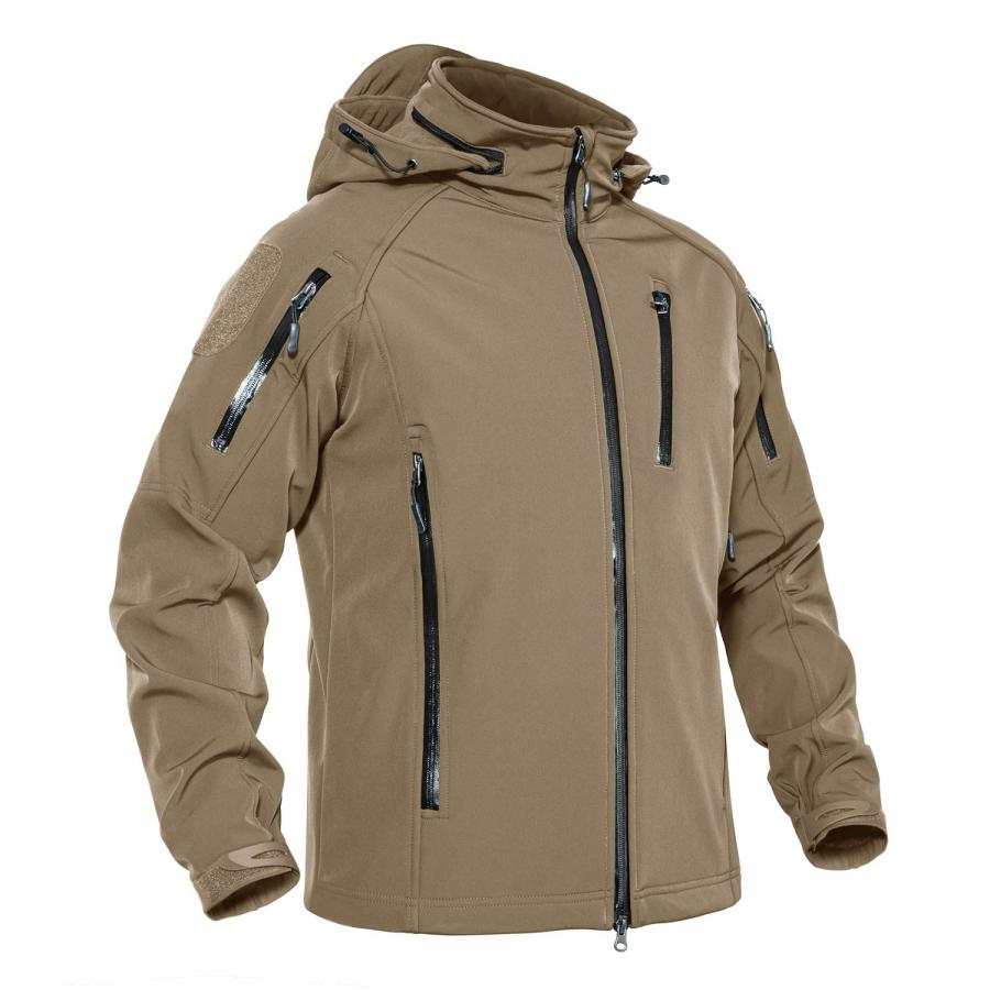 KEFITEVD 裏フリースジャケット メンズ 防水ポケット ヤッケ スキー アウトドア クライミングジャケット 作業着 秋冬用 カーキ L : utilityfactory雑貨ショップ ...