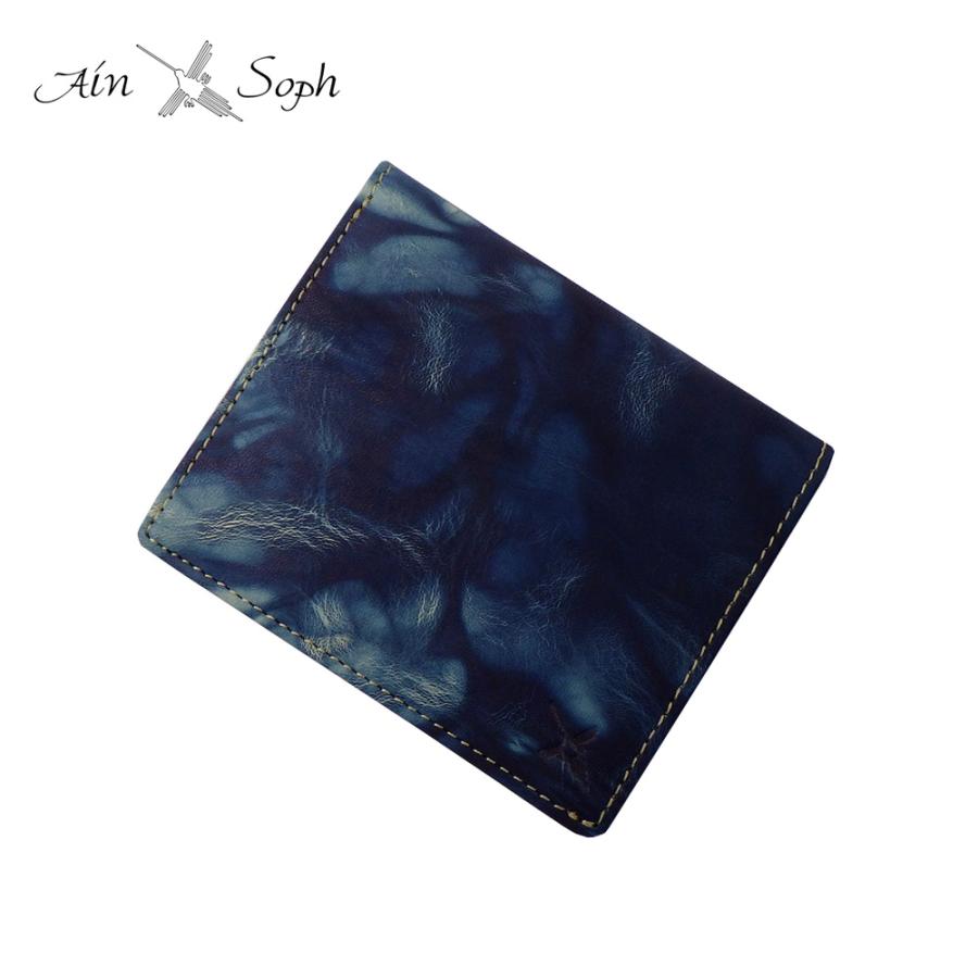 Ain Soph（アインソフ） 藍染牛革 二つ折り財布 コンパクト財布 DA1548-BLA 草木染 : バッグショップさかもと - 通販 ...