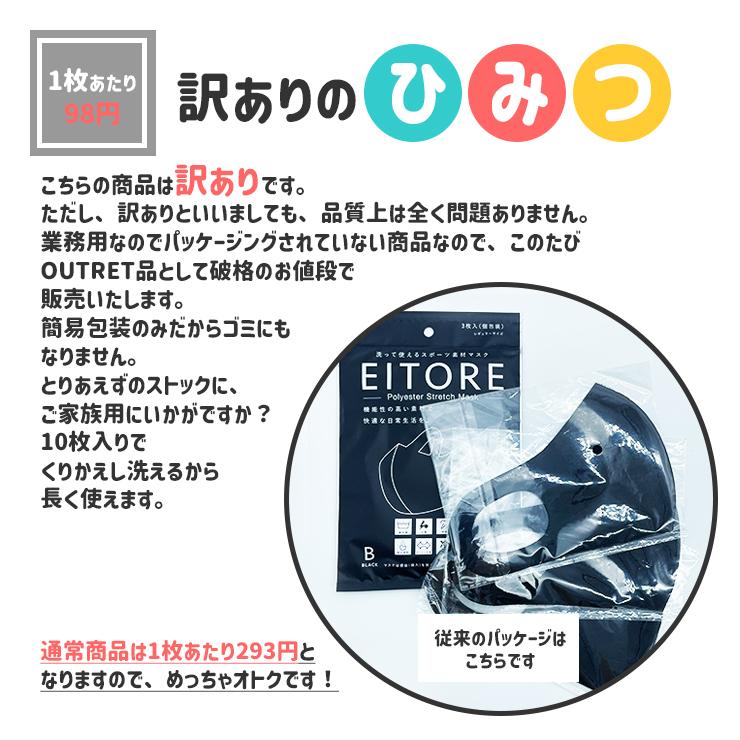 ワケあり マスク 冷感 洗える EITORE エイトワール 10枚入り アウトレット お試し 接触冷感 防臭・抗菌 ポリエステルマスク : Value Market - 通販 - Yahoo ...