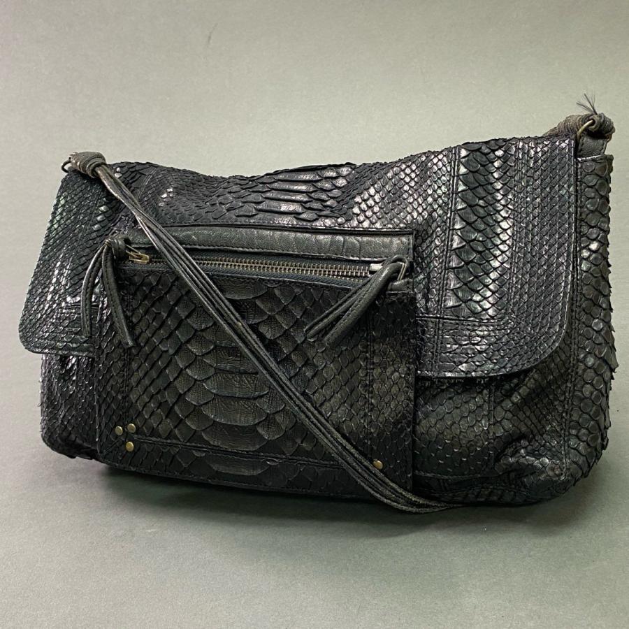 Cc21 JEROME DREYFUSS ジェローム ドレイフェス 00s Y2K パイソンレザー ショルダーバッグ ブラック Leather ...