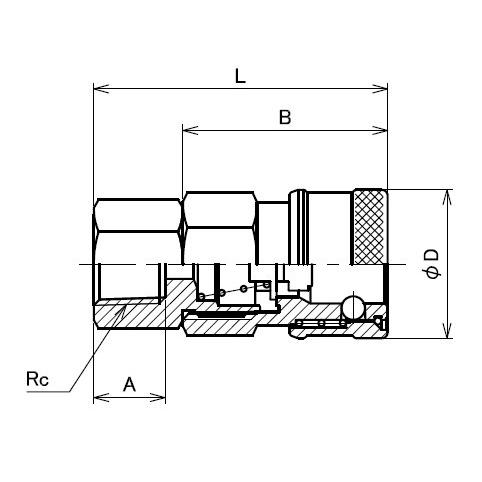 1/4 K22-SF エアカプラ ソケット×メネジ : ステンレス継手.com - 通販 - Yahoo!ショッピング